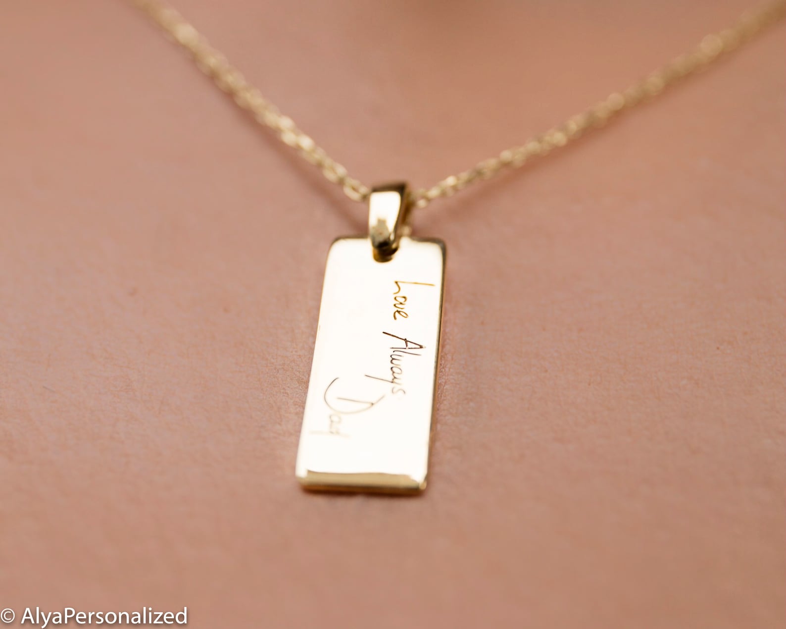 14K Solid Gold Handwriting Necklace Personalized Jewelry Necklace ...