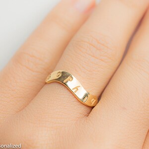 Gold Name Ring - Signet Ring Women - Hand Stamped Ring - Dainty Gold ...