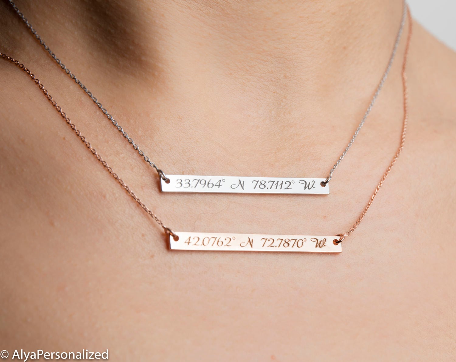Custom Coordinates Necklace - Latitude Longitude Necklace - GPS ...