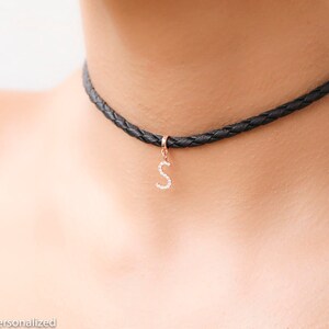 Personalized Leather Choker Necklace - Black Choker Collar - Layered ...