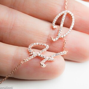 Diamond Initial Necklace - 14k Gold Initial Necklace - Initial Necklace ...