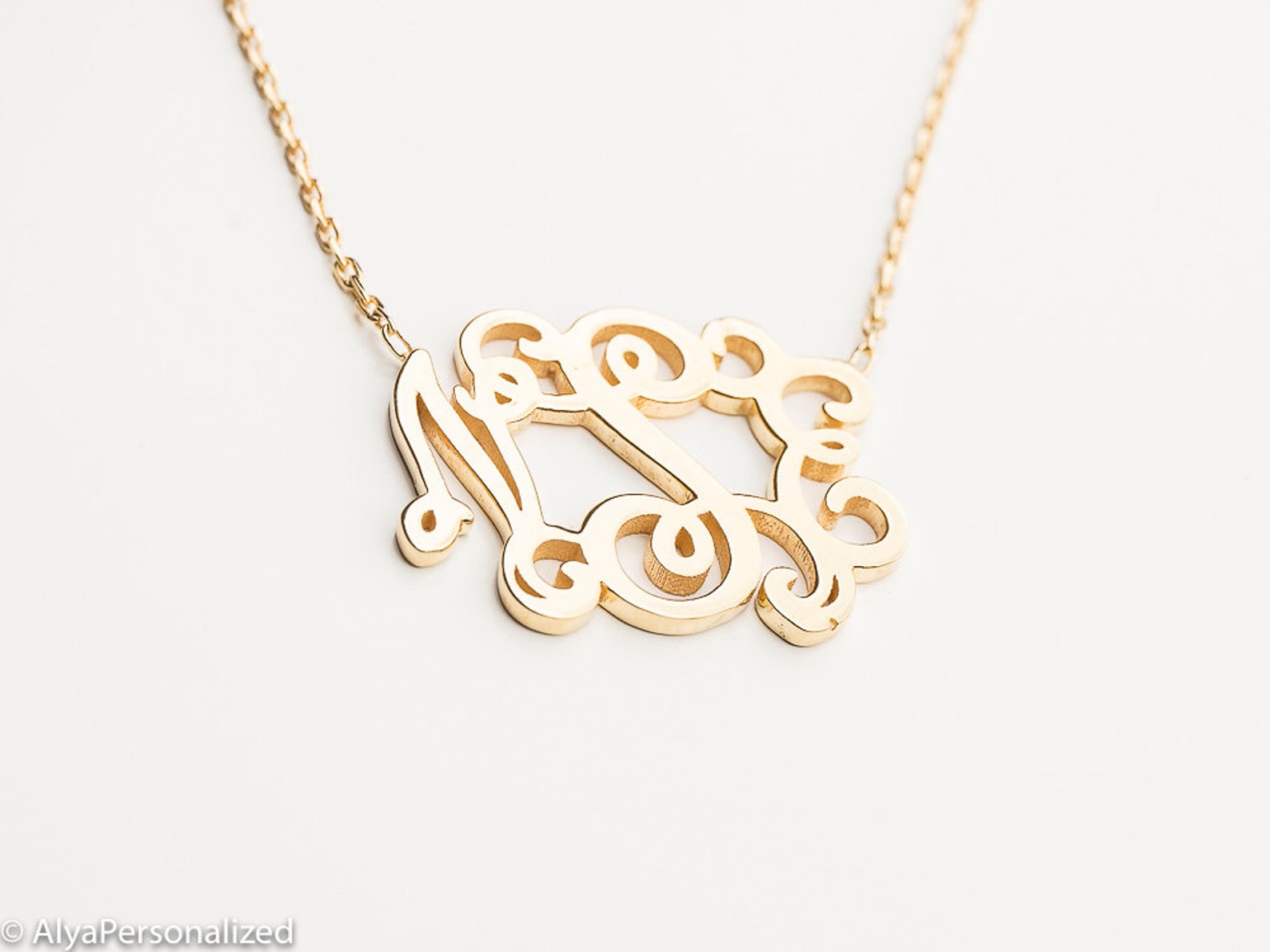 Personalized Necklace Gold Monogram Necklace Gift for Her - Etsy