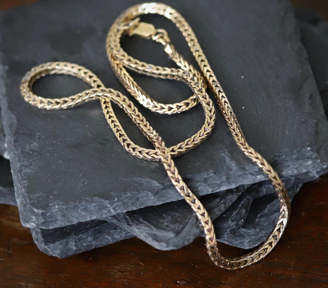 9ct Yellow Gold Square Foxtail Chain 21.5” 18.7g - Etsy