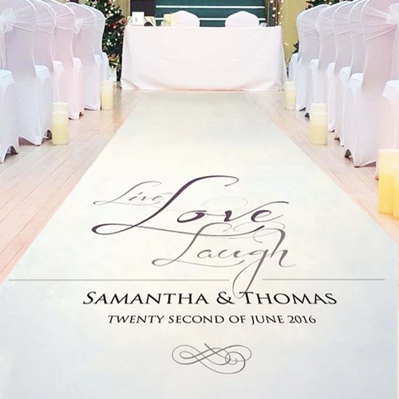 Personalised Wedding Aisle Runner "live, Love, Laugh". Stunning Church ...