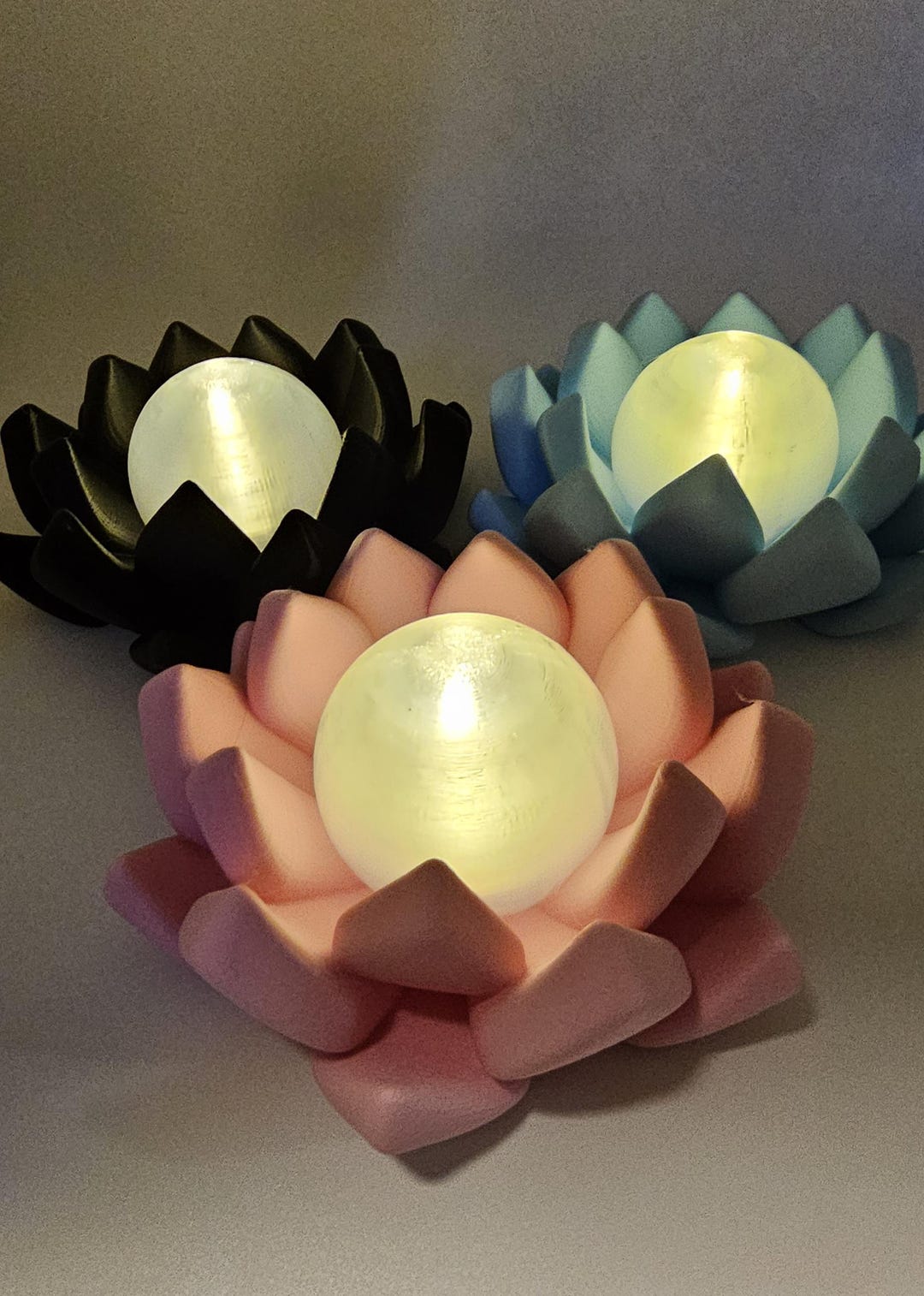 Ready to Ship Multicolor Lotus Light 3D Printed, TEA LIGHT INCLUDED ...