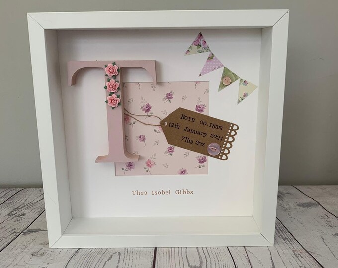 Personalised Baby Girl Box Frame, New Baby Gift, Baby Girl Frame, Baby ...