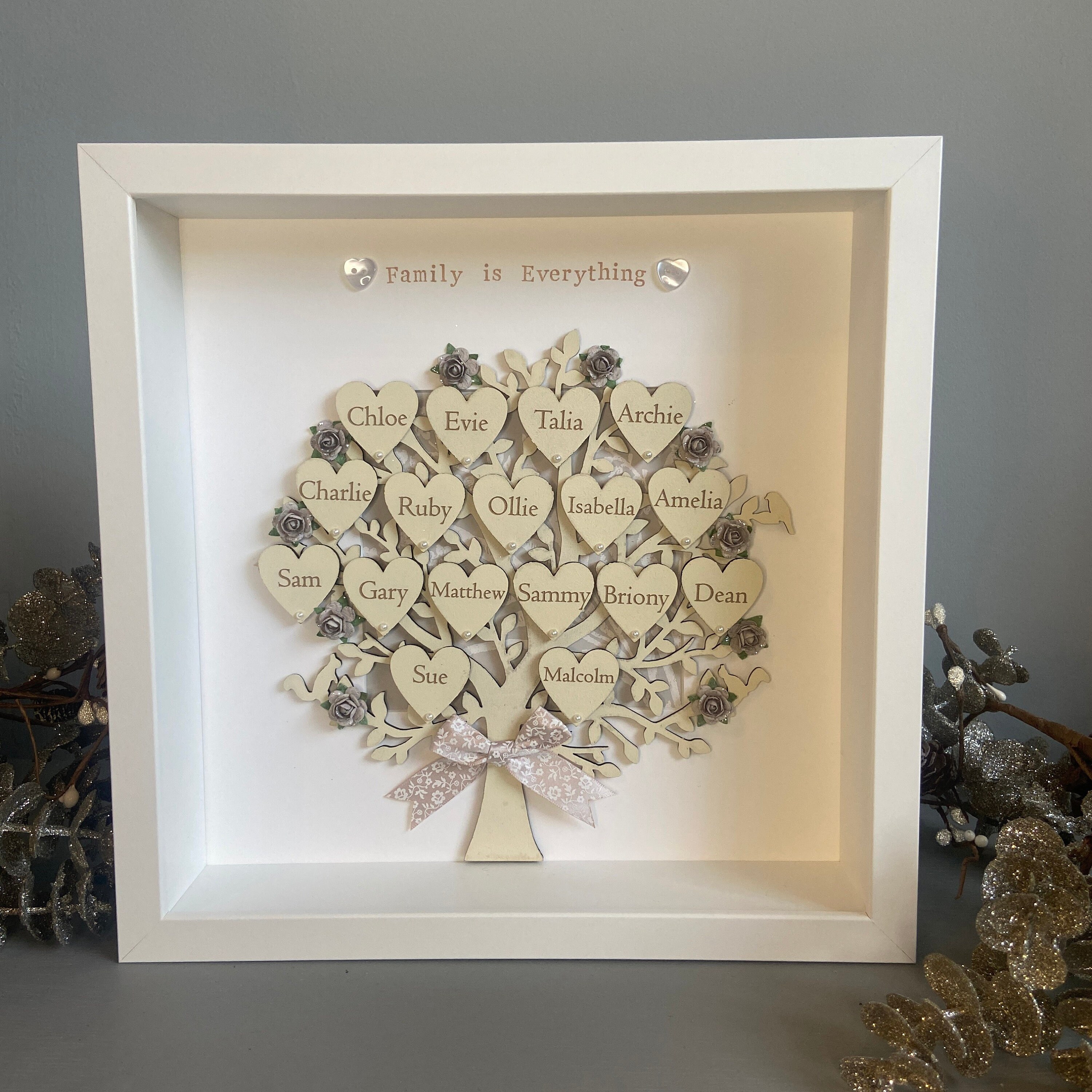 Wooden Personalised Family Tree Box Frame New Home Gift - Etsy UK