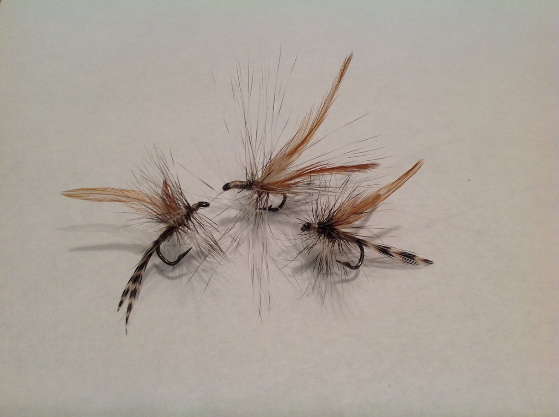 Fly Fishing Flies: Three 3 Adams Dry Flies With Grizzly - Etsy