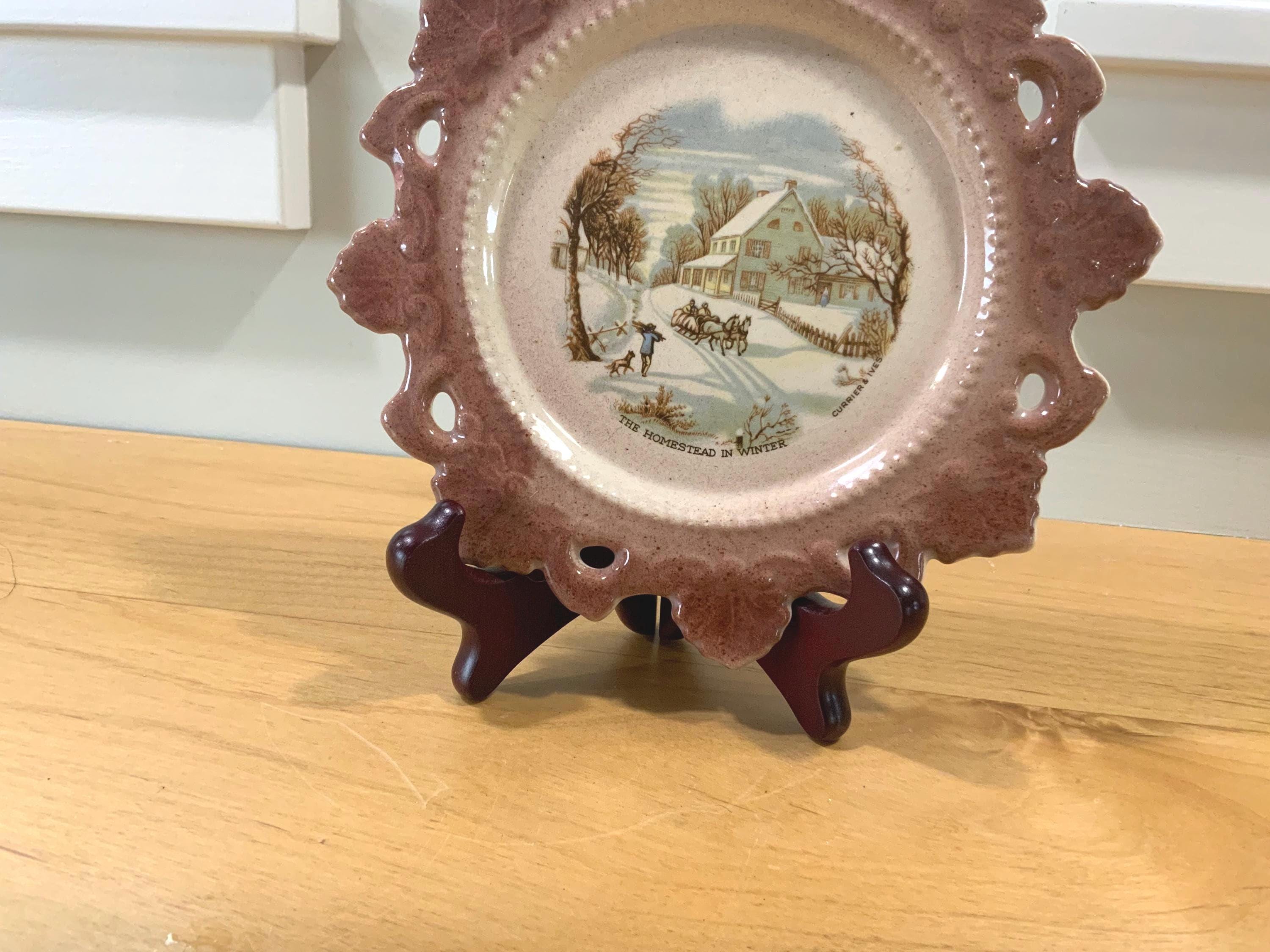 Vintage Ceramic Winter Scene Trinket Dish or Tray, Currier & Ives - Etsy