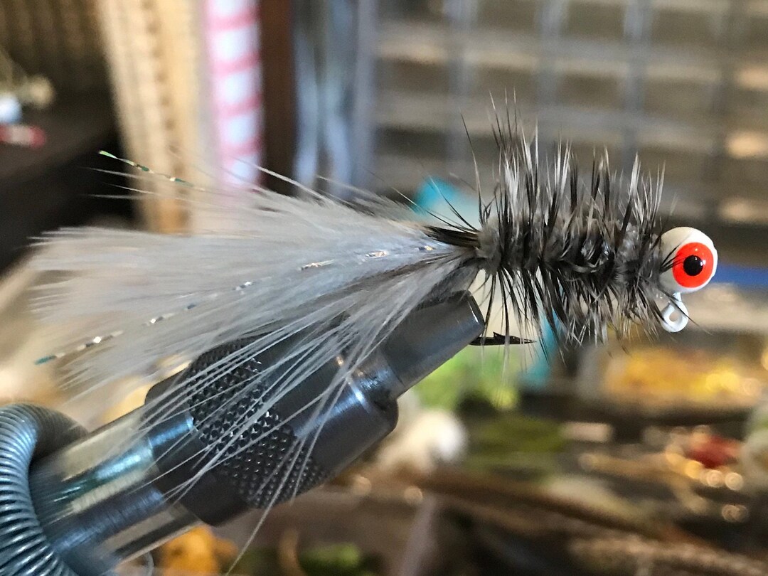 Marabou Jigs, Gray and White Fuzzy Buggers (3), Walleye, Crappie ...