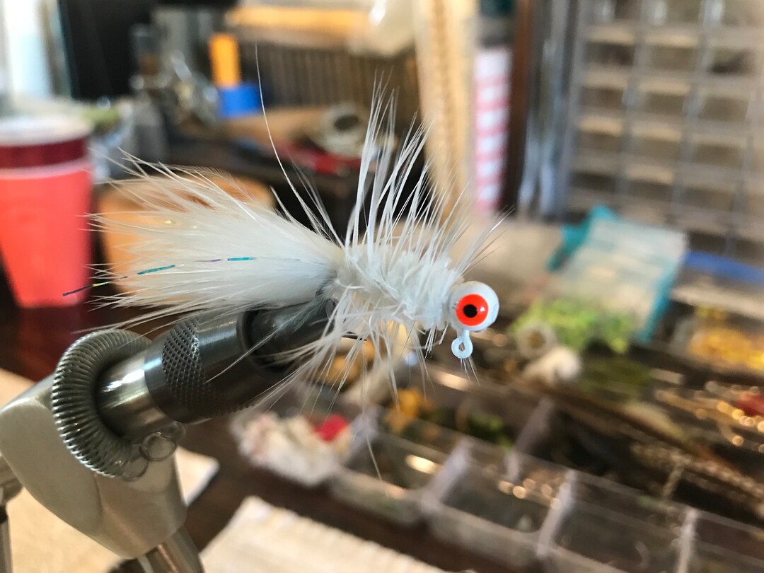 Marabou Jigs, White Fuzzy Buggers (3), Walleye, Crappie, Bluegill, Bass ...