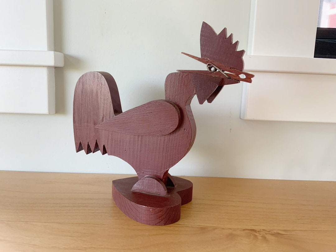 Vintage Red Wood Rooster Recipe Holder, Farmhouse Kitchen Decor - Etsy