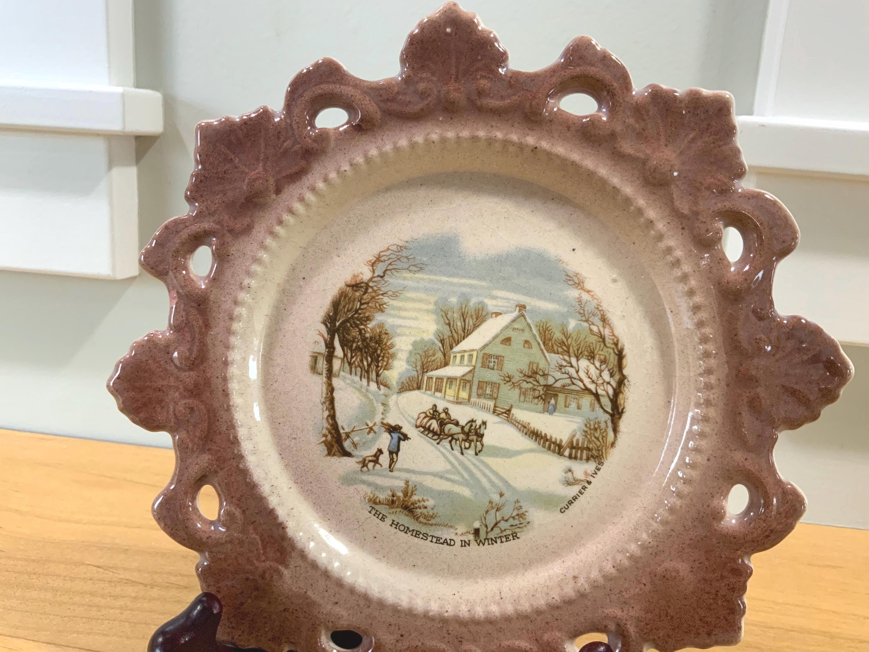 Vintage Ceramic Winter Scene Trinket Dish or Tray, Currier & Ives - Etsy