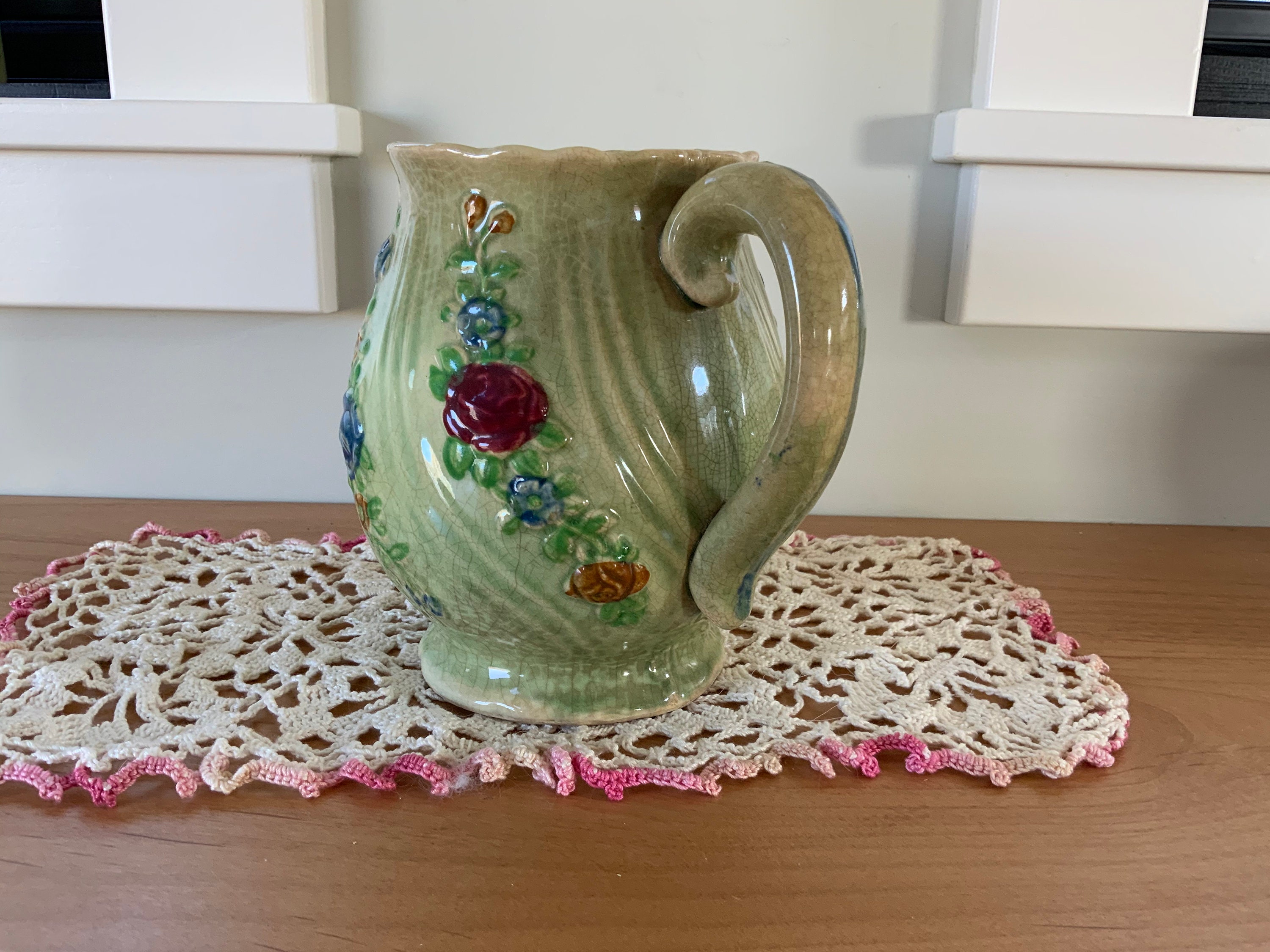 Vintage Mid Century Green Ceramic Milk Pitcher Made in Japan - Etsy