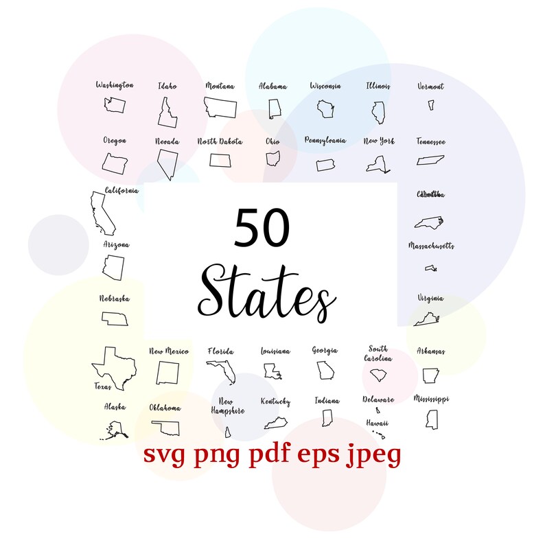 USA svg 50 States svg Printable Clipart Cricut File | Etsy