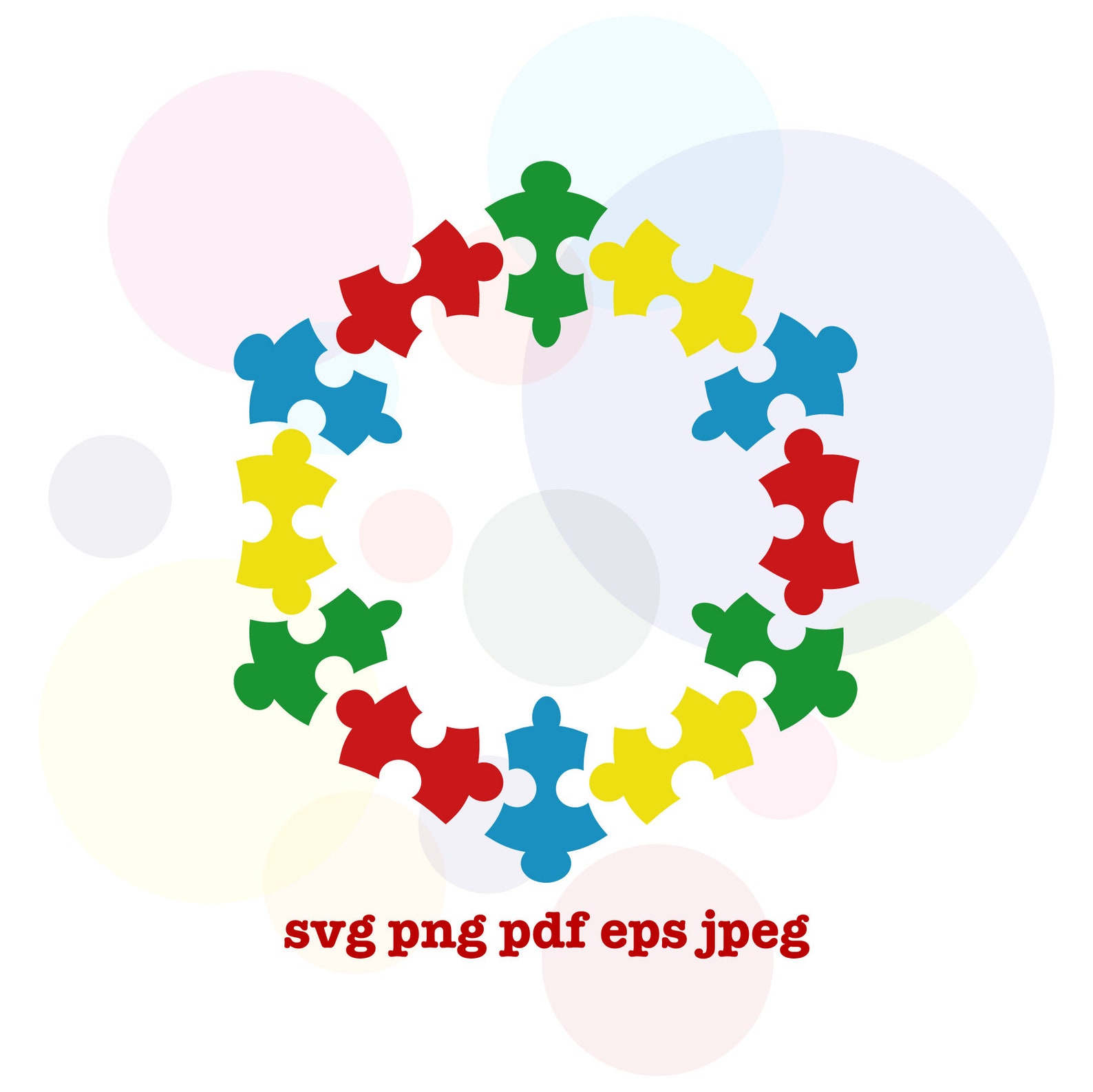 Autism Awareness svg Circle frame svg Autism Puzzle Pieces | Etsy