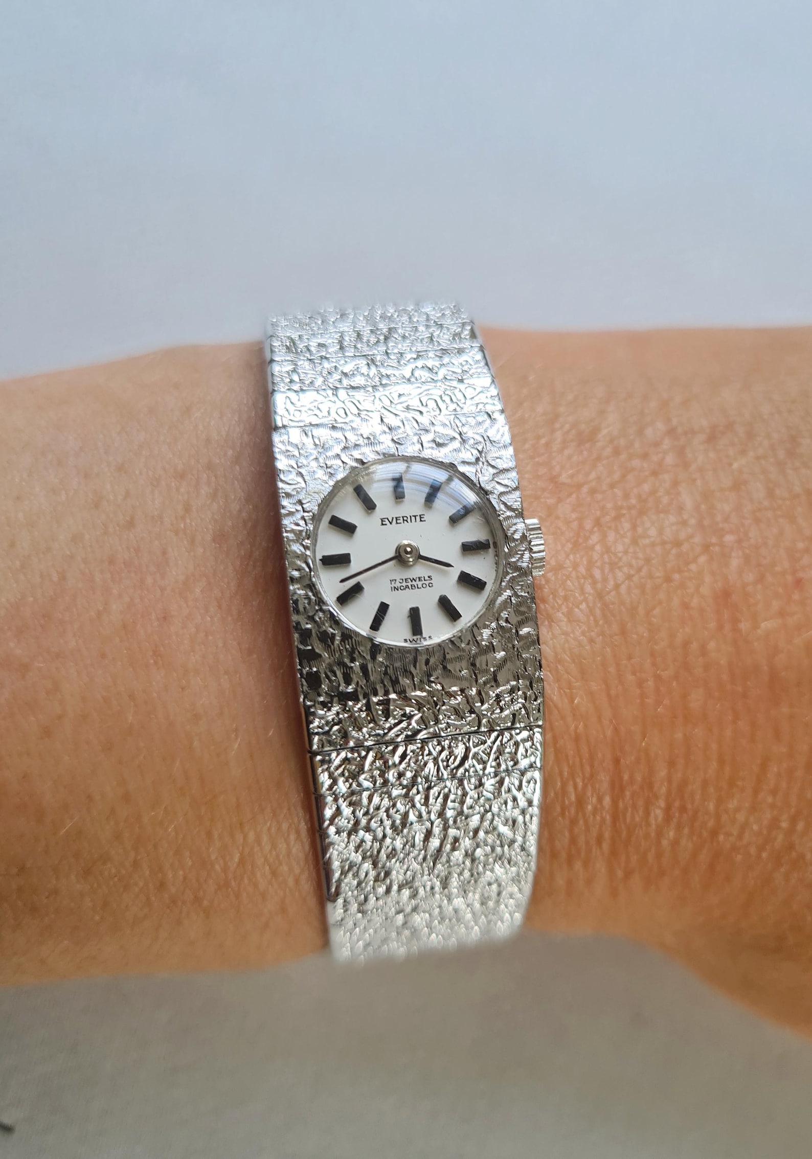 Ladies Silver Vintage Watch by EVERITE / Silver Bracelet Watch ...