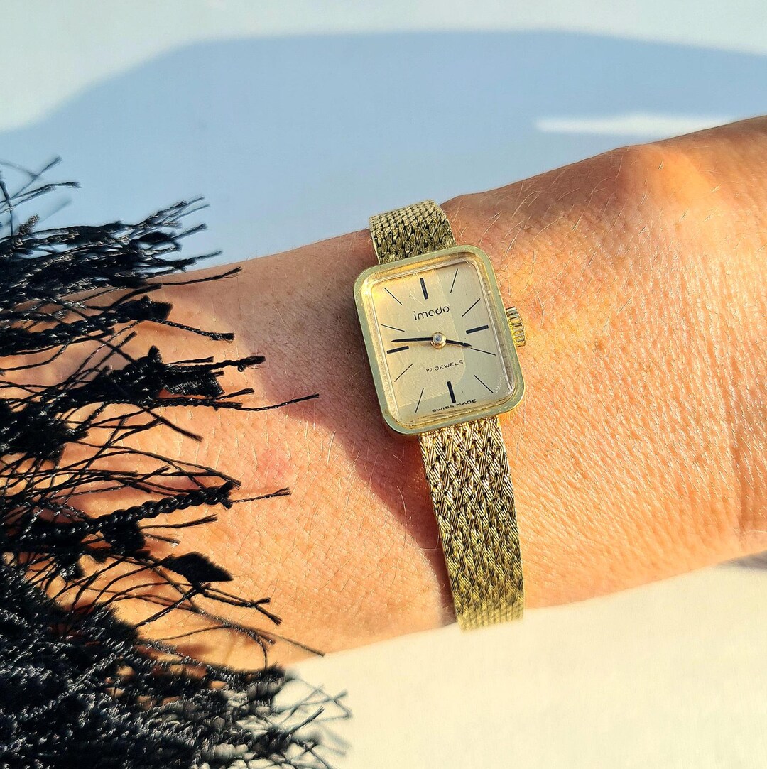 Ladies Vintage GOLD Plated 1970s Gold Watch by IMADO/ Gold Plated ...