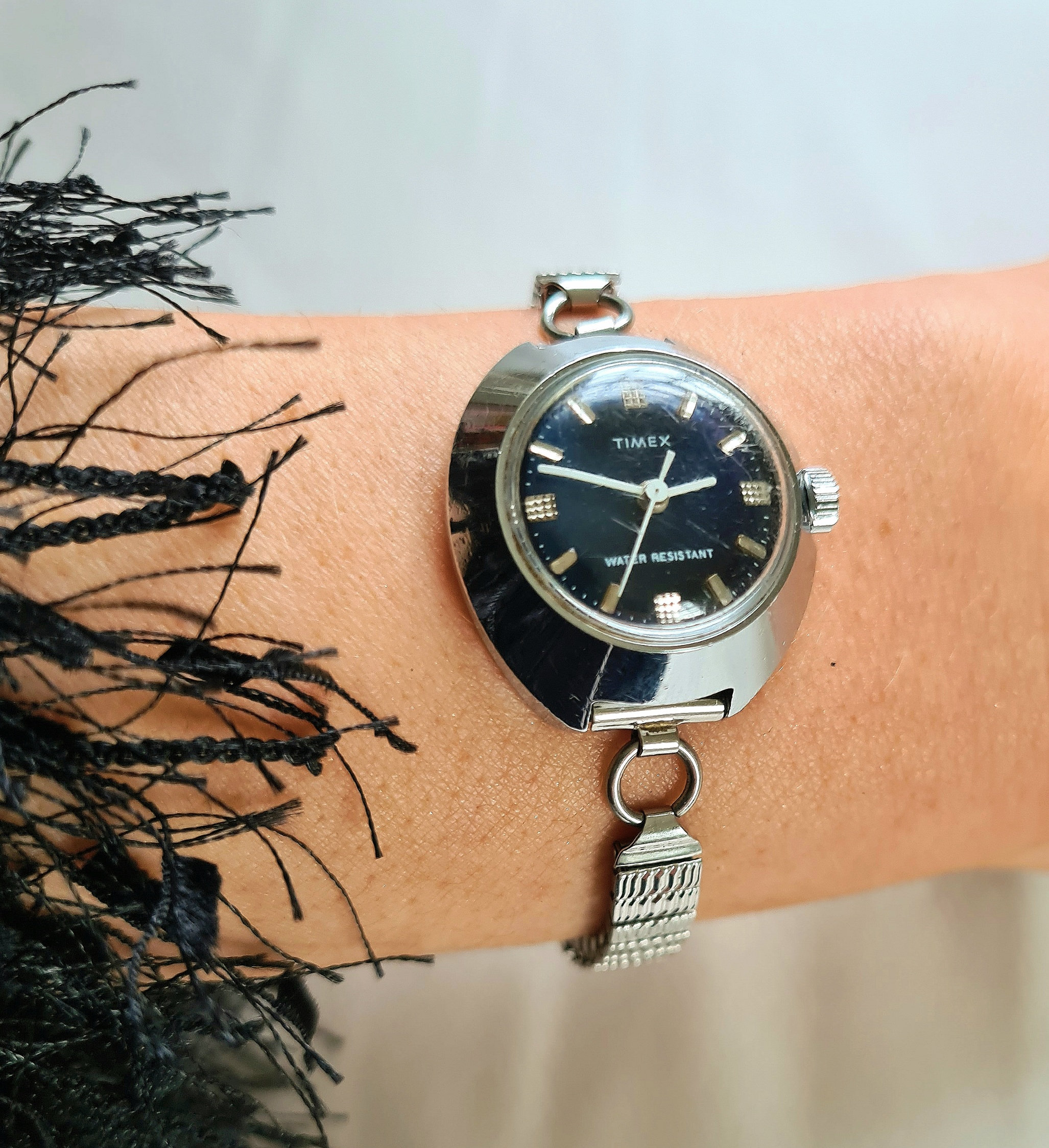 Ladies RETRO Chrome 1970s UFO Watch by TIMEX/ Swiss Made Watch / Chrome ...