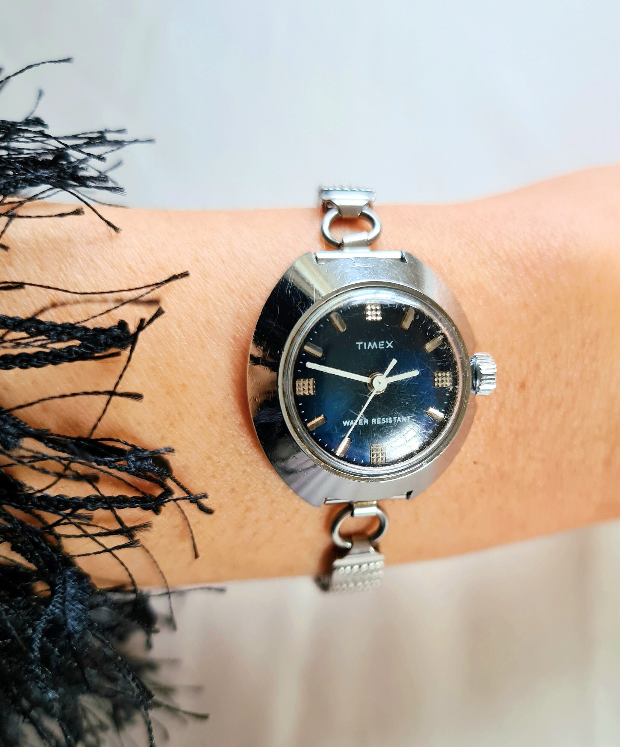 Ladies RETRO Chrome 1970s UFO Watch by TIMEX/ Swiss Made Watch / Chrome ...
