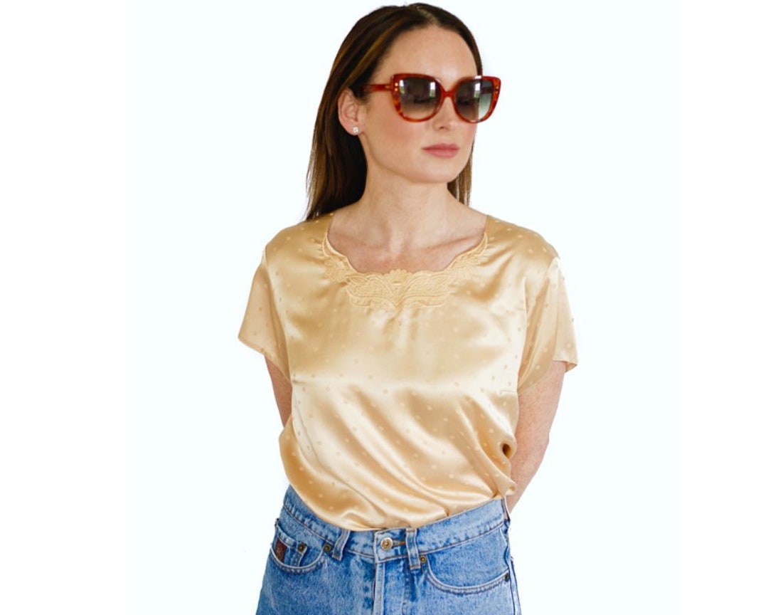 80s Gold Polka Dot Top Disco Festival UK 12 - Etsy