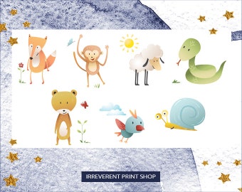 Cute Animal Sticker Set Large Embossed Stickers Large - Etsy