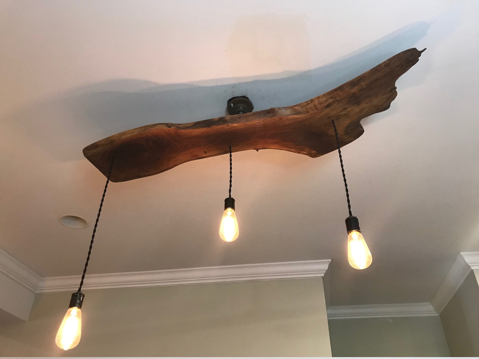 Live Edge Walnut Edison Bulb Light, Live Edge Kitchen Light, Live Edge ...