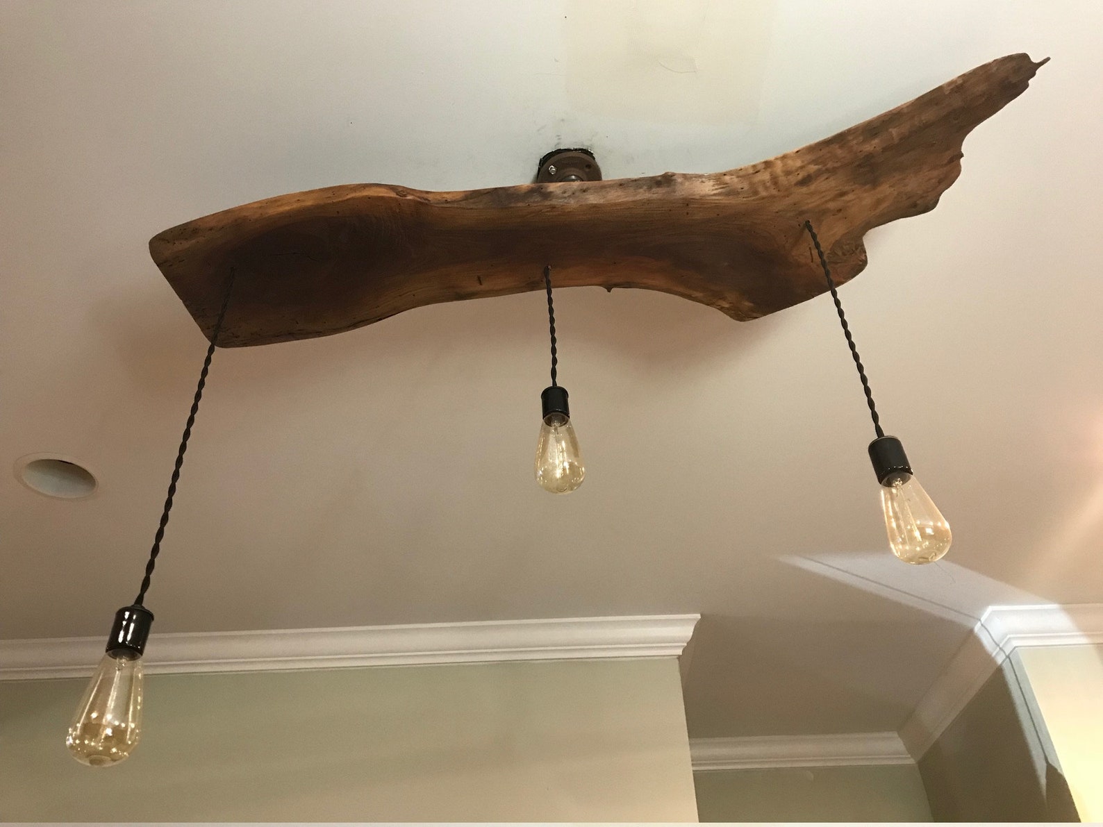 Live Edge Walnut Edison Bulb Light, Live Edge Kitchen Light, Live Edge ...
