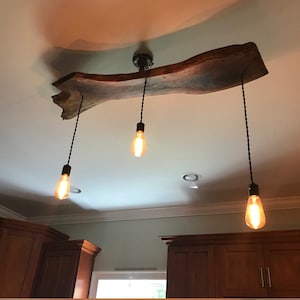 Live Edge Walnut Edison Bulb Light, Live Edge Kitchen Light, Live Edge ...