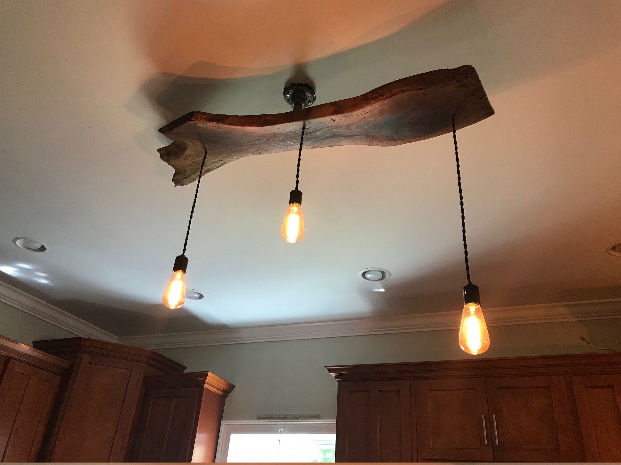 Live Edge Walnut Edison Bulb Light, Live Edge Kitchen Light, Live Edge ...