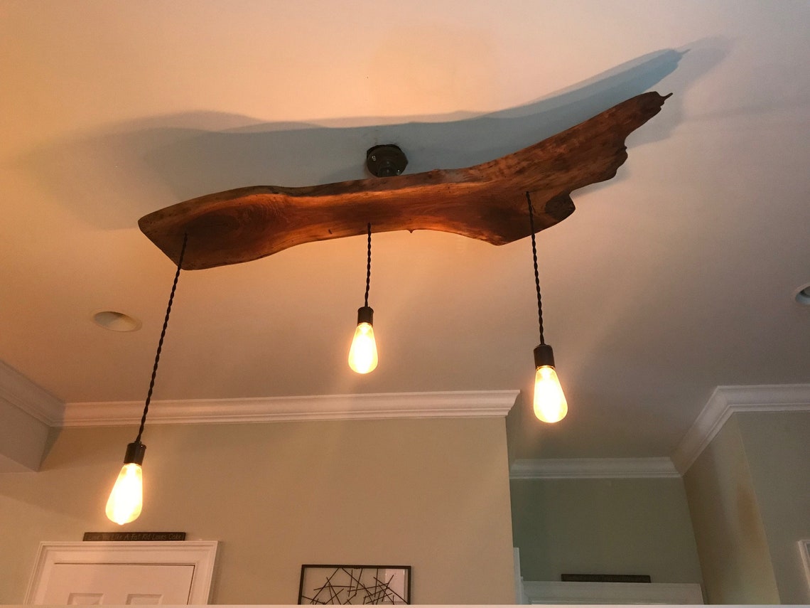 Live Edge Walnut Edison Bulb Light, Live Edge Kitchen Light, Live Edge ...