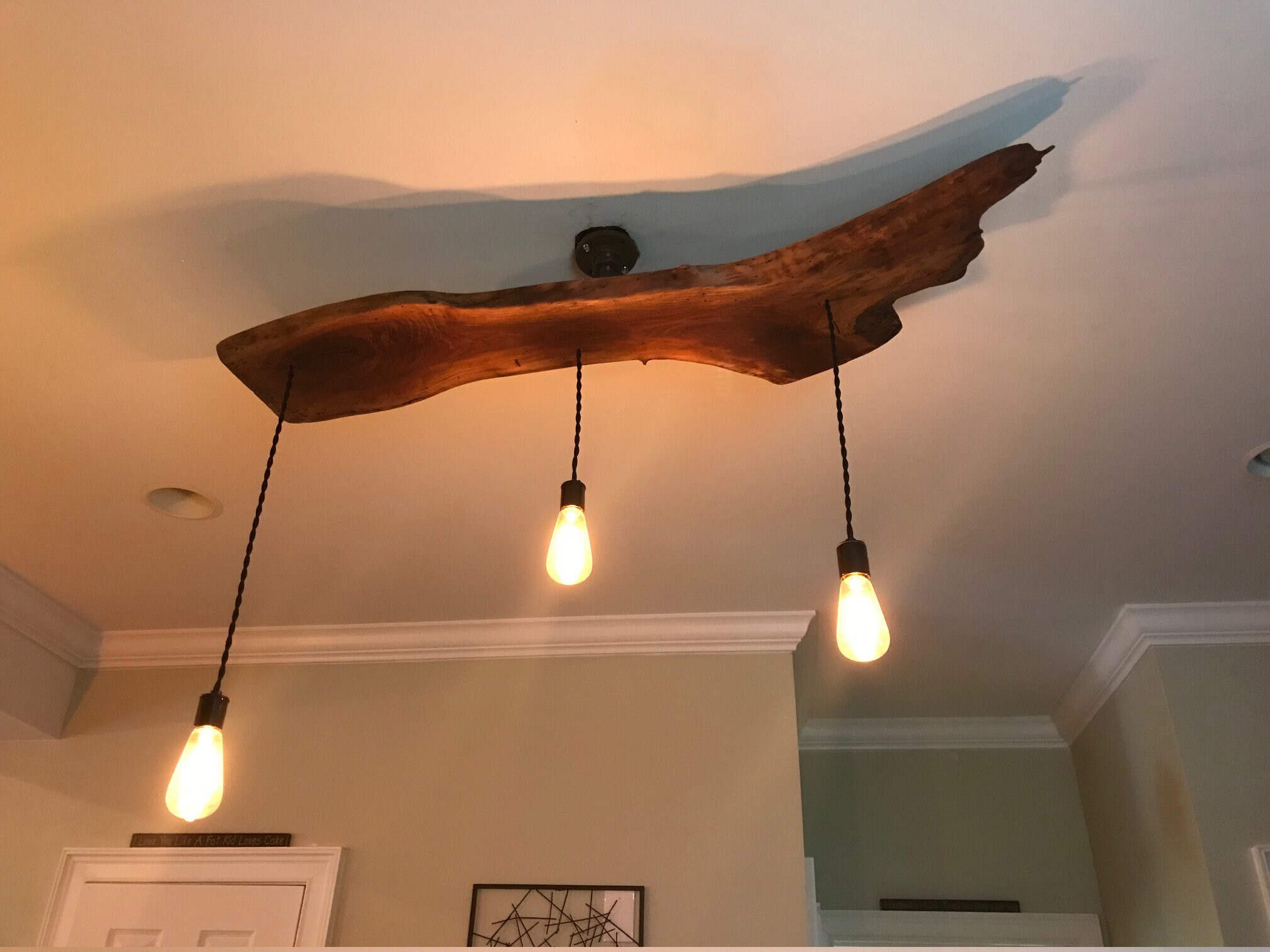 Live Edge Walnut Edison Bulb Light, Live Edge Kitchen Light, Live Edge ...