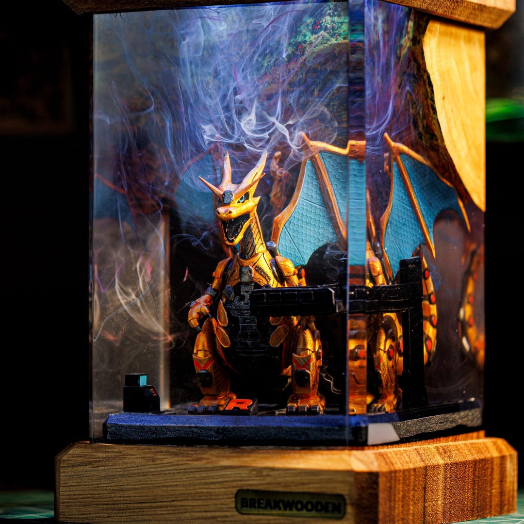 Mecha Charizard Resin Lamp, Pokemon Anime Figure Art Night Light ...