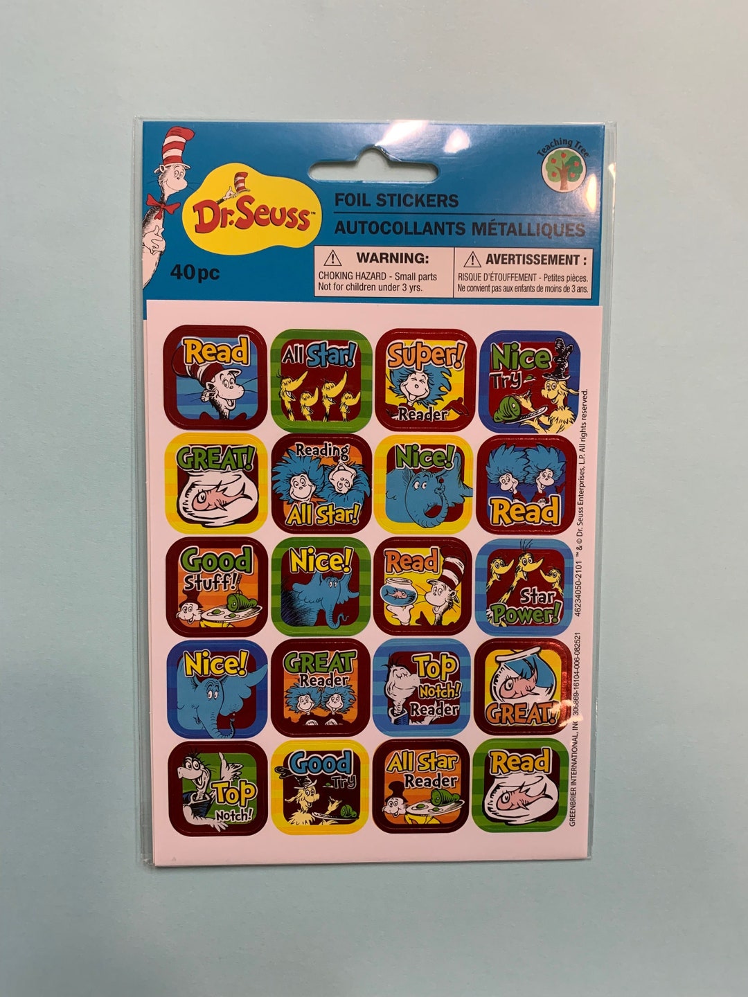 Dr. Seuss Foil Stickers, Sticker Sheets, 40 Stickers, Reward Stickers ...