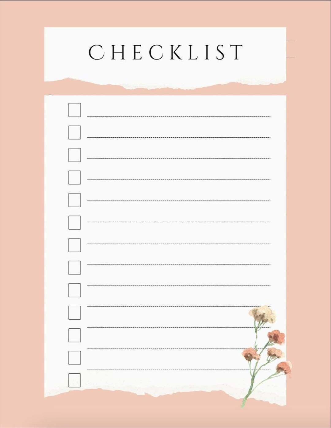 Checklist Printable Pink/rose Border - Etsy