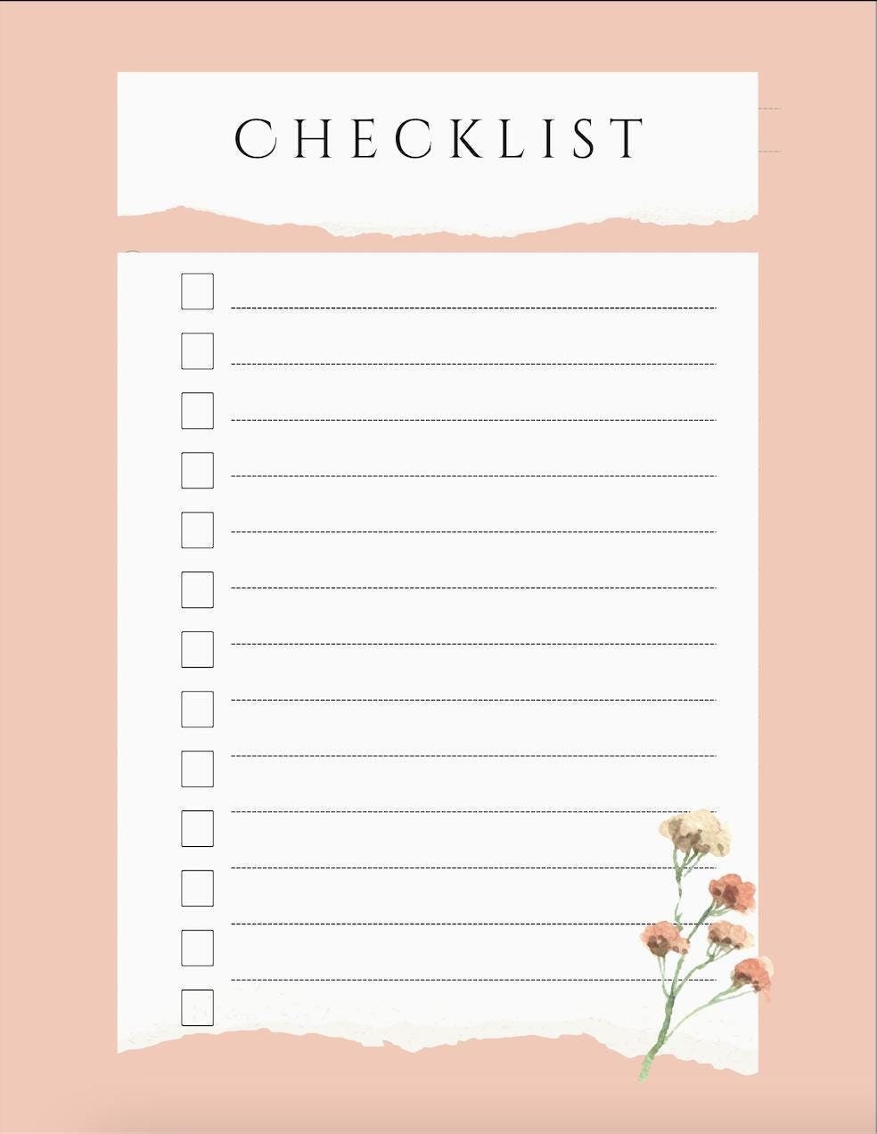 Checklist Printable Pink/rose Border - Etsy
