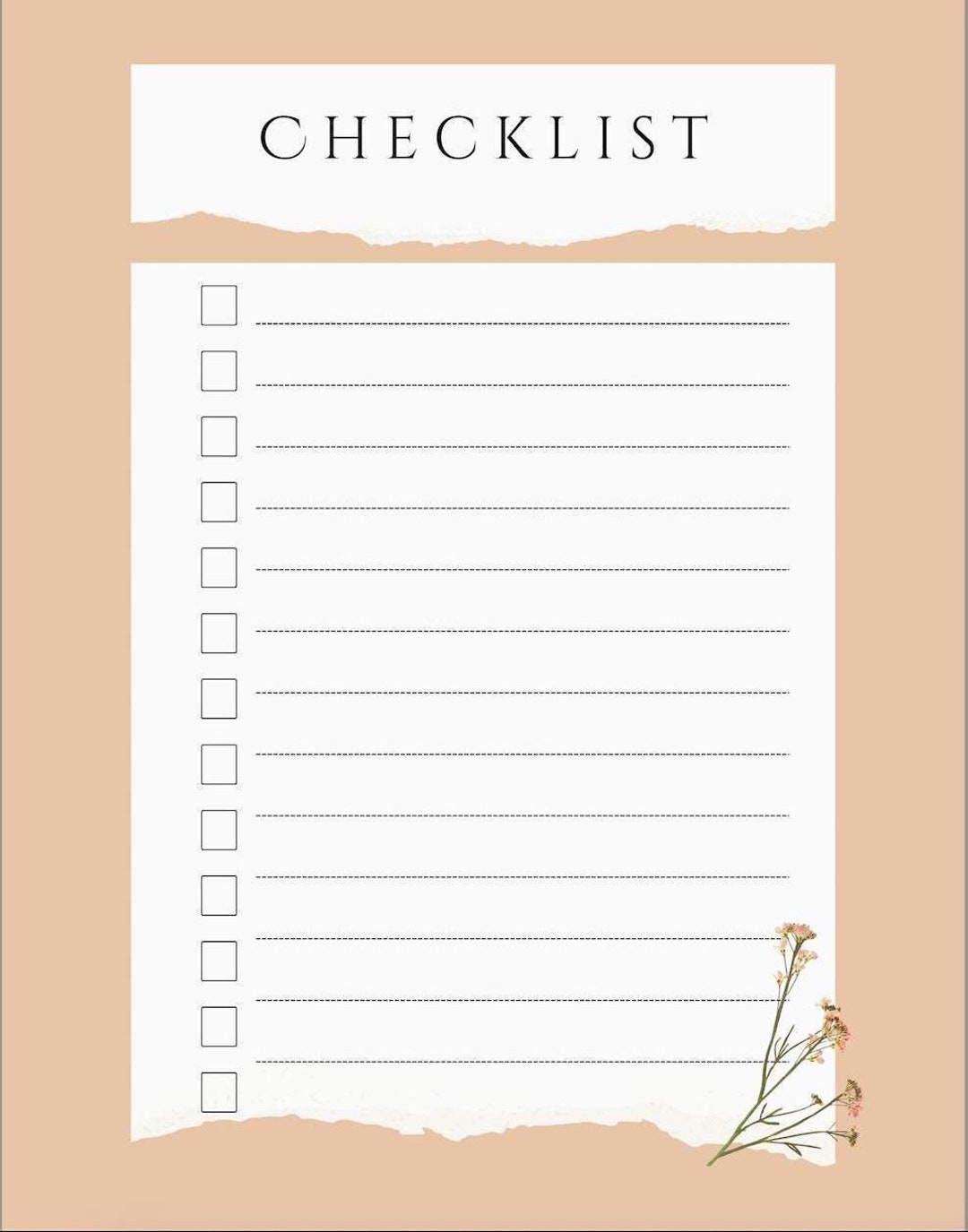 Checklist Printable Sienna Border With Goldenrod - Etsy