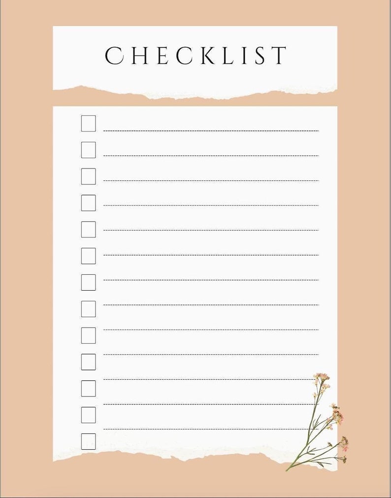 Checklist Printable Sienna Border With Goldenrod - Etsy