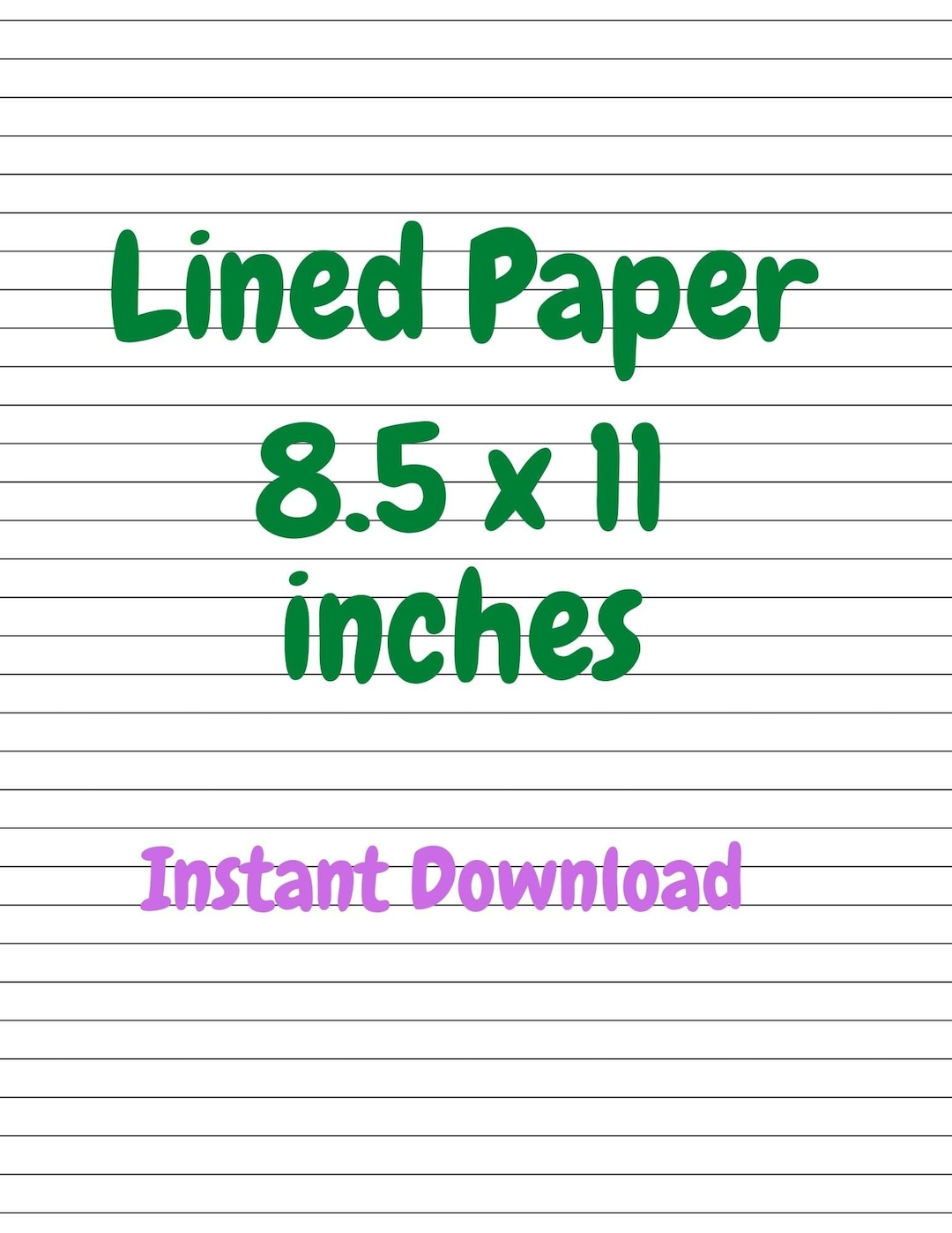 Lined Paper, 8.5 X 11 Inches, Instant Download - Etsy