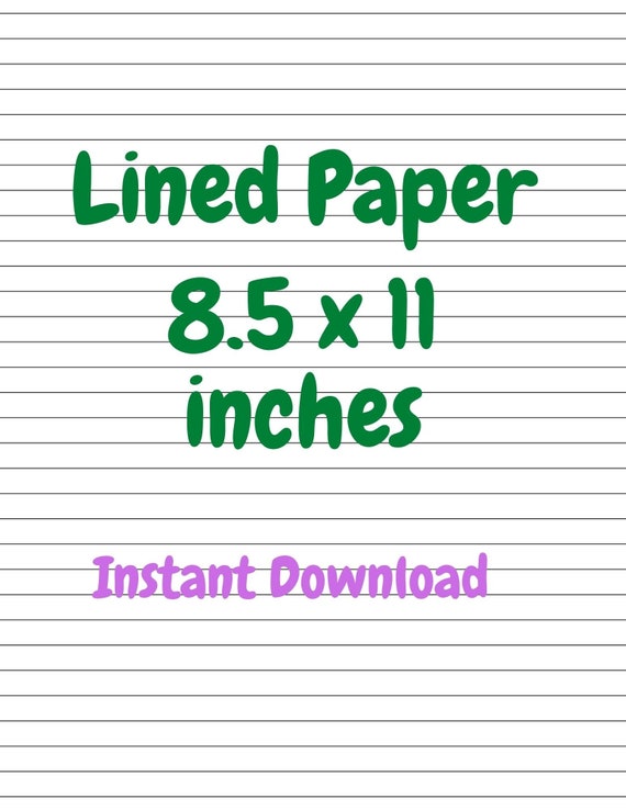 Lined Paper 8.5 X 11 Inches Instant Download - Etsy