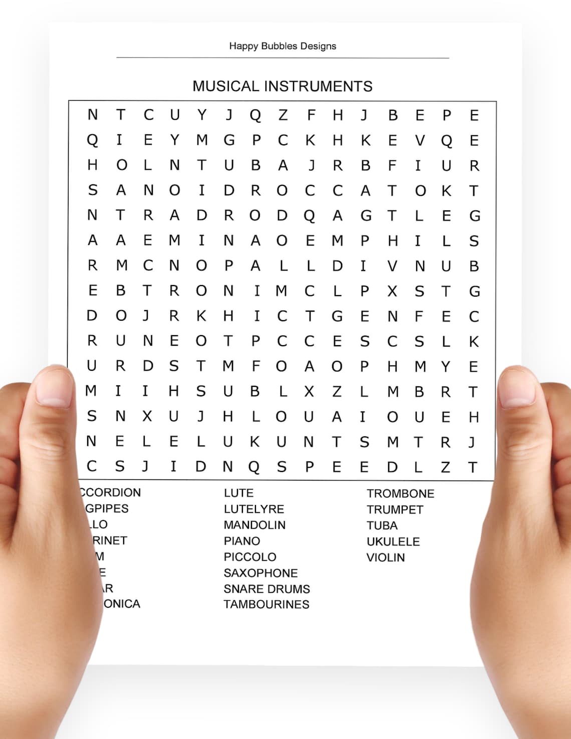 Musical Instruments Word Search Puzzle in Large Print - Etsy