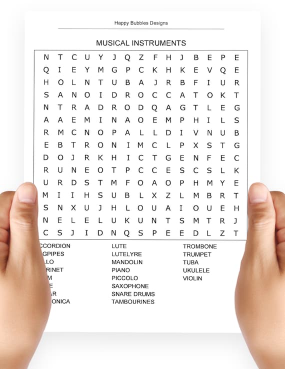 Band Instrument Word Search Puzzles Musical Instruments Word Wheel