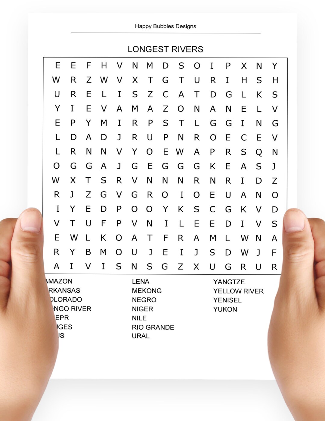 Longest Rivers Word Search Puzzle in Large Print - Etsy