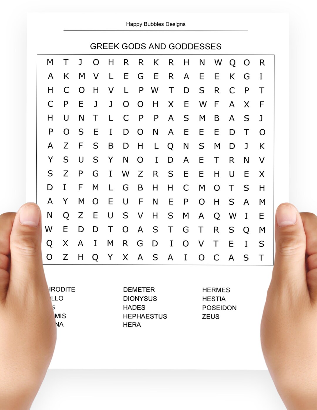 Greek Gods Word Search Puzzle in Large Print - Etsy