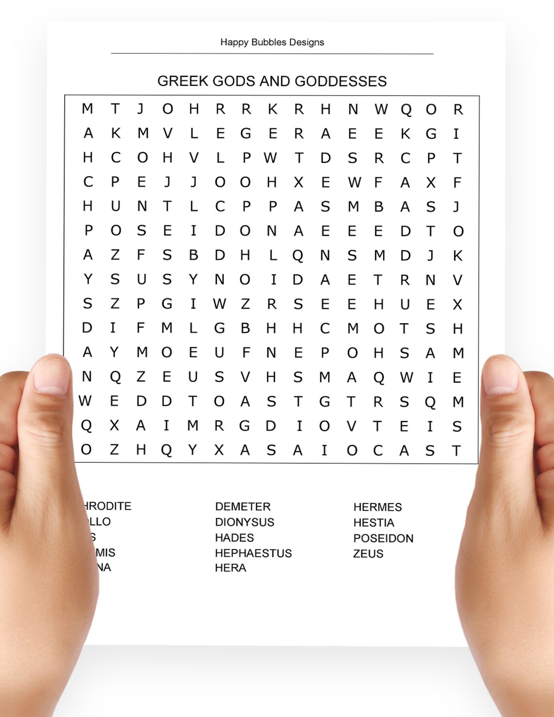 Greek Gods Word Search Puzzle in Large Print - Etsy