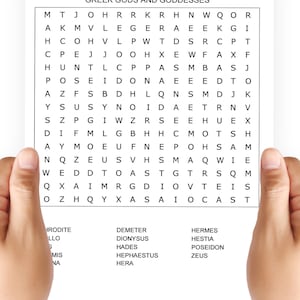 Greek Gods Word Search Puzzle in Large Print - Etsy