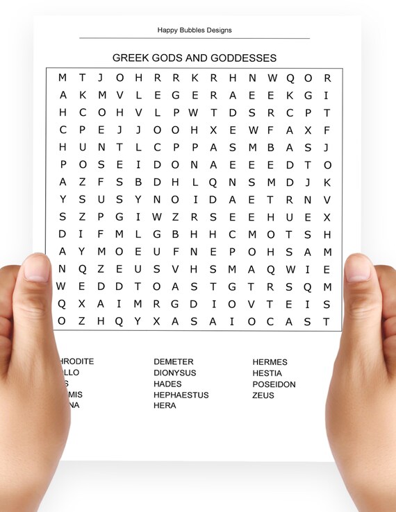 Greek Gods Word Search Puzzle in Large Print | Etsy