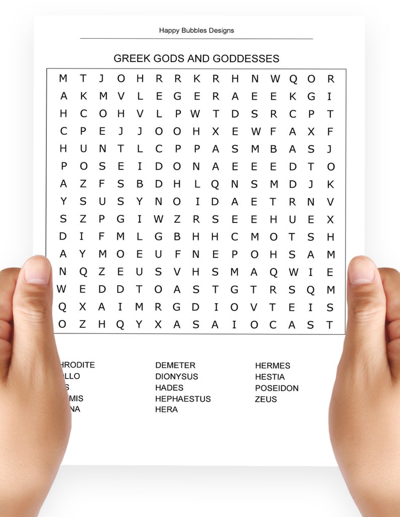 Greek Gods Word Search Puzzle in Large Print - Etsy