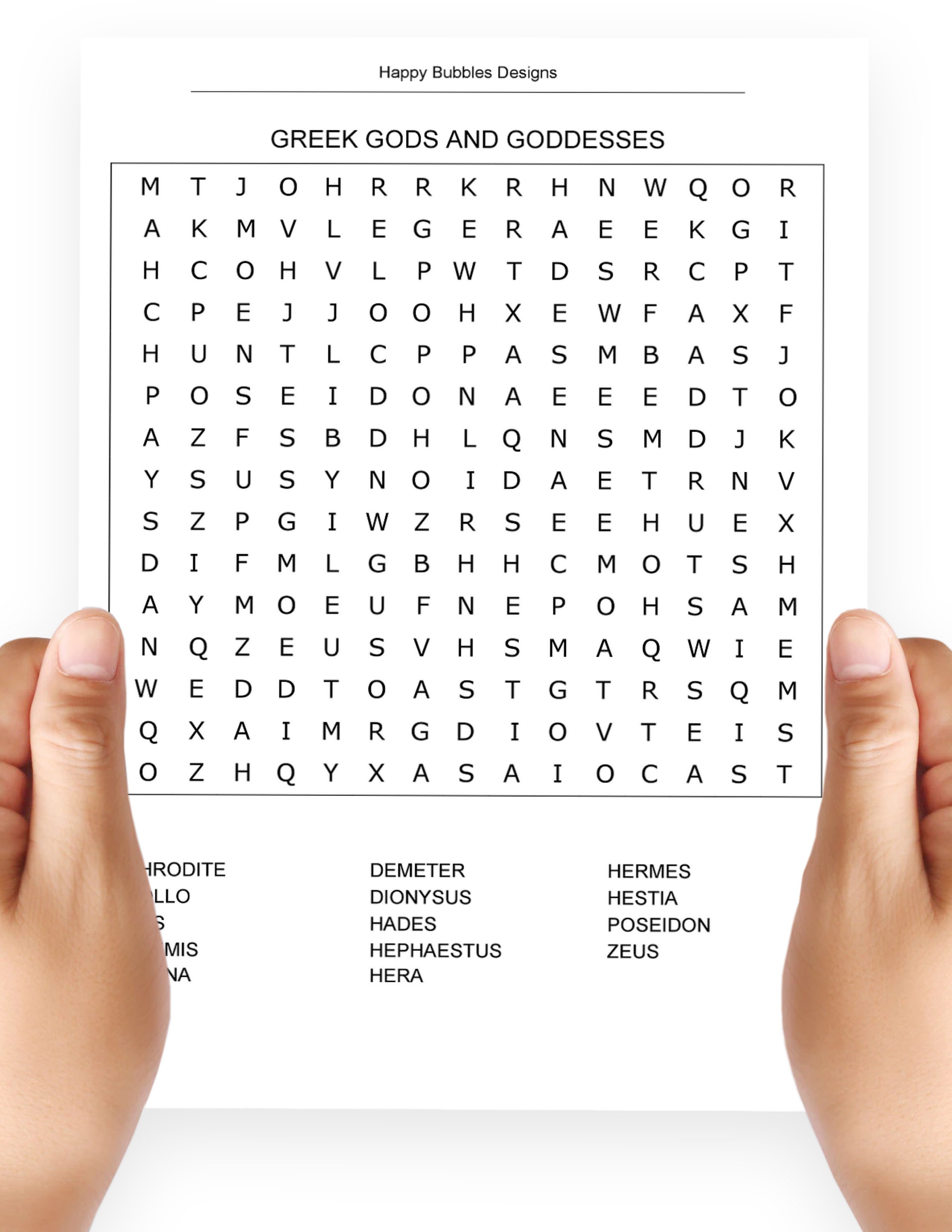 Greek Gods Word Search Puzzle in Large Print - Etsy