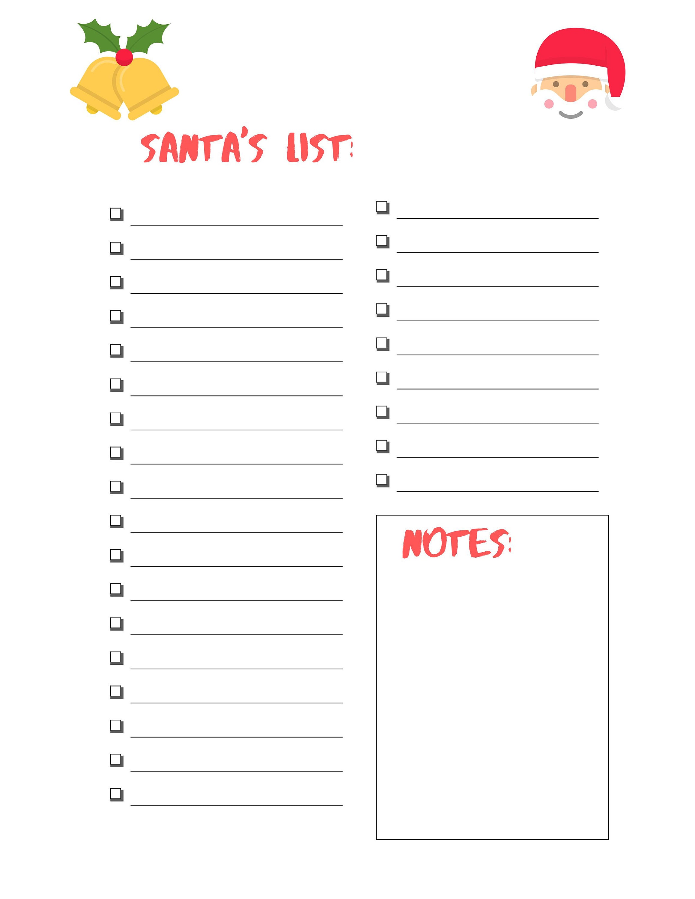 Santa's List, Large Print, 8.5 X 11, Christmas Shopping List, Gifts ...